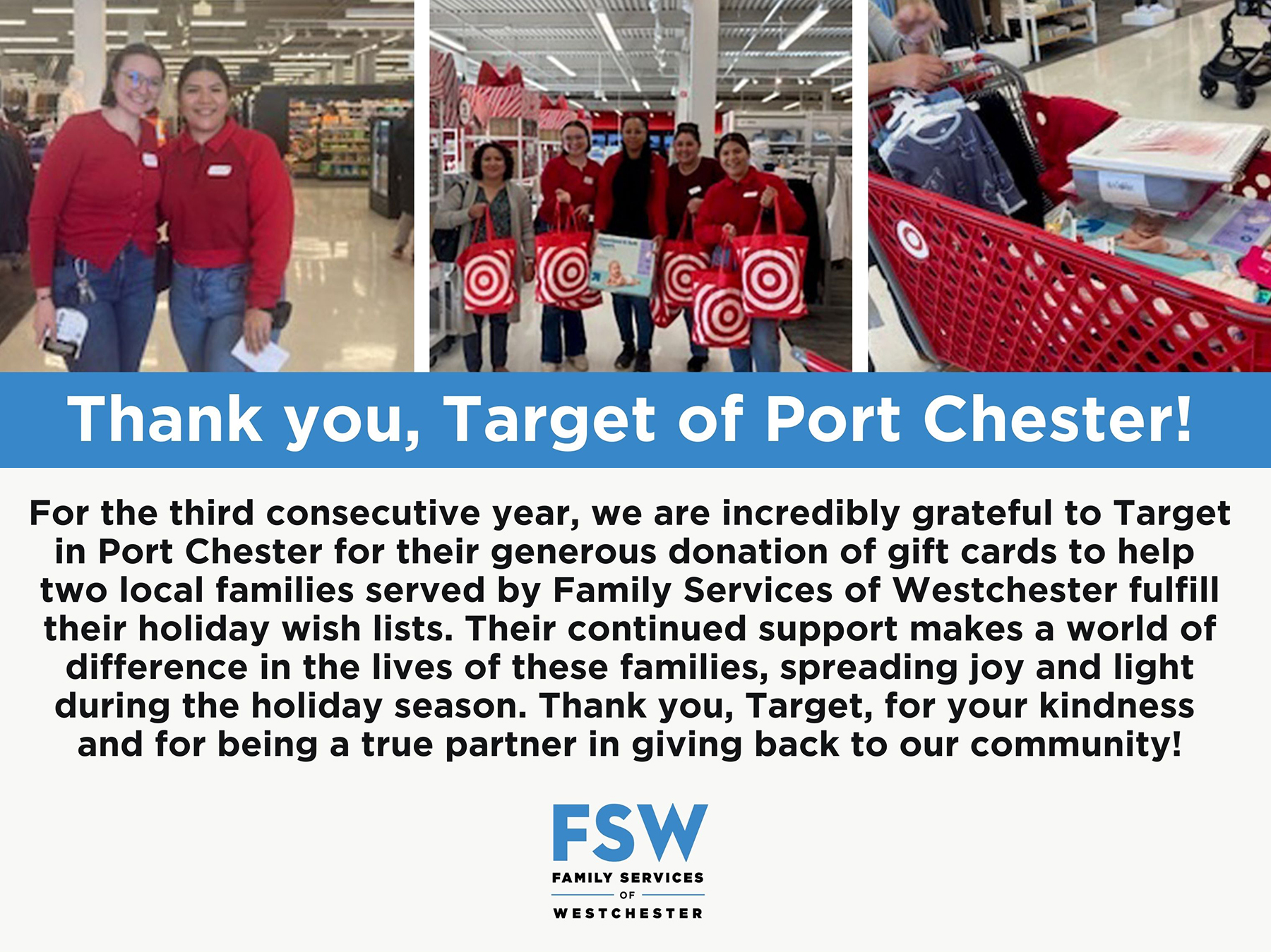 Thank you, Target in Port Chester! - Family Services of Westchester